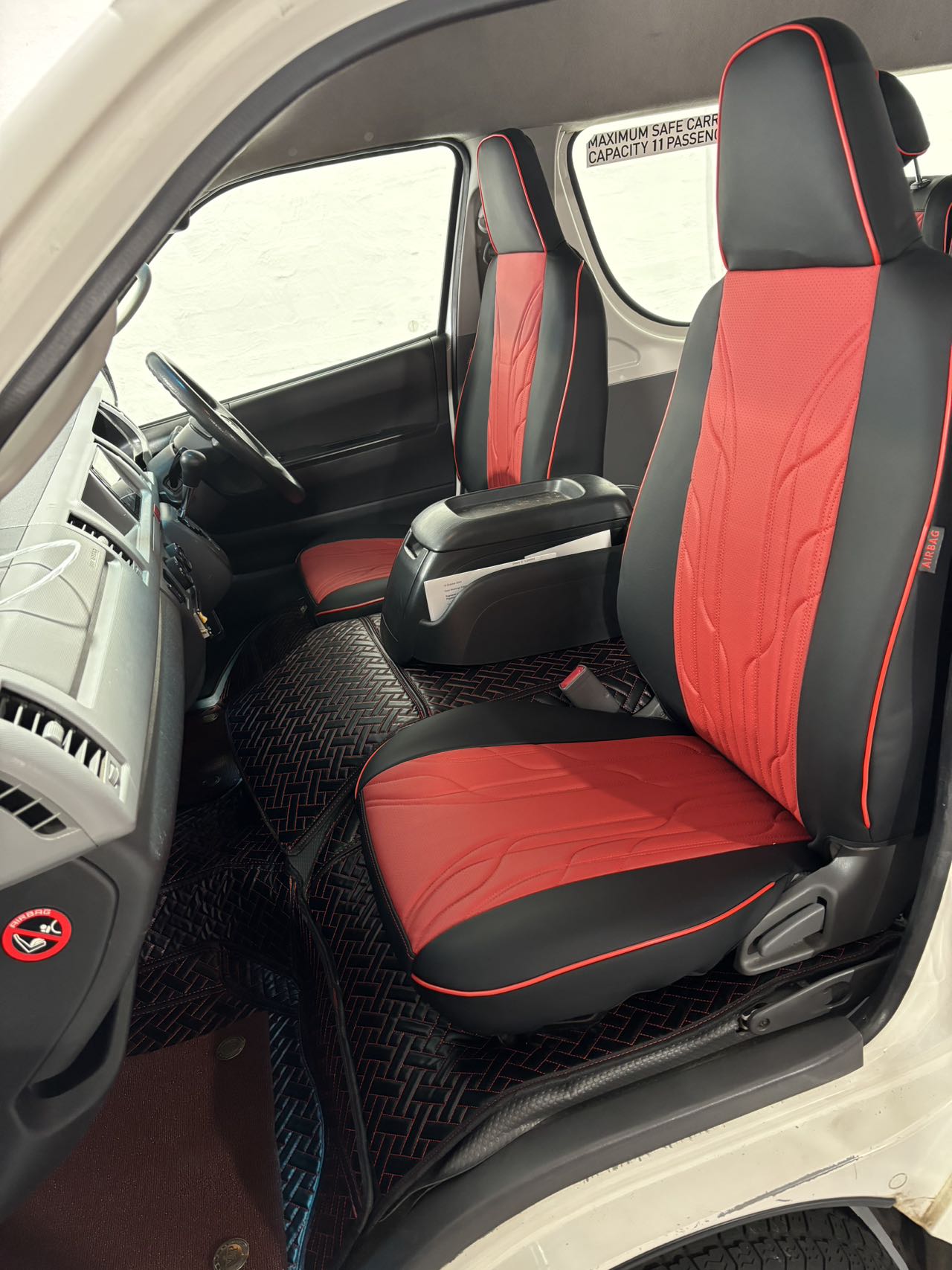 Custom Made Leather Seat Cover For Toyota Haice Van 2 Seater 2009-2018 ...